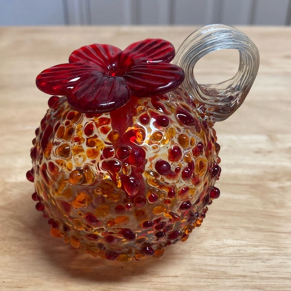 Other | Glass Ball Hummingbird Feeder With Plastic Flower Insert And ...